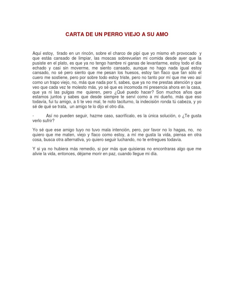 Carta de Un Perro Viejo A Su Amo | PDF