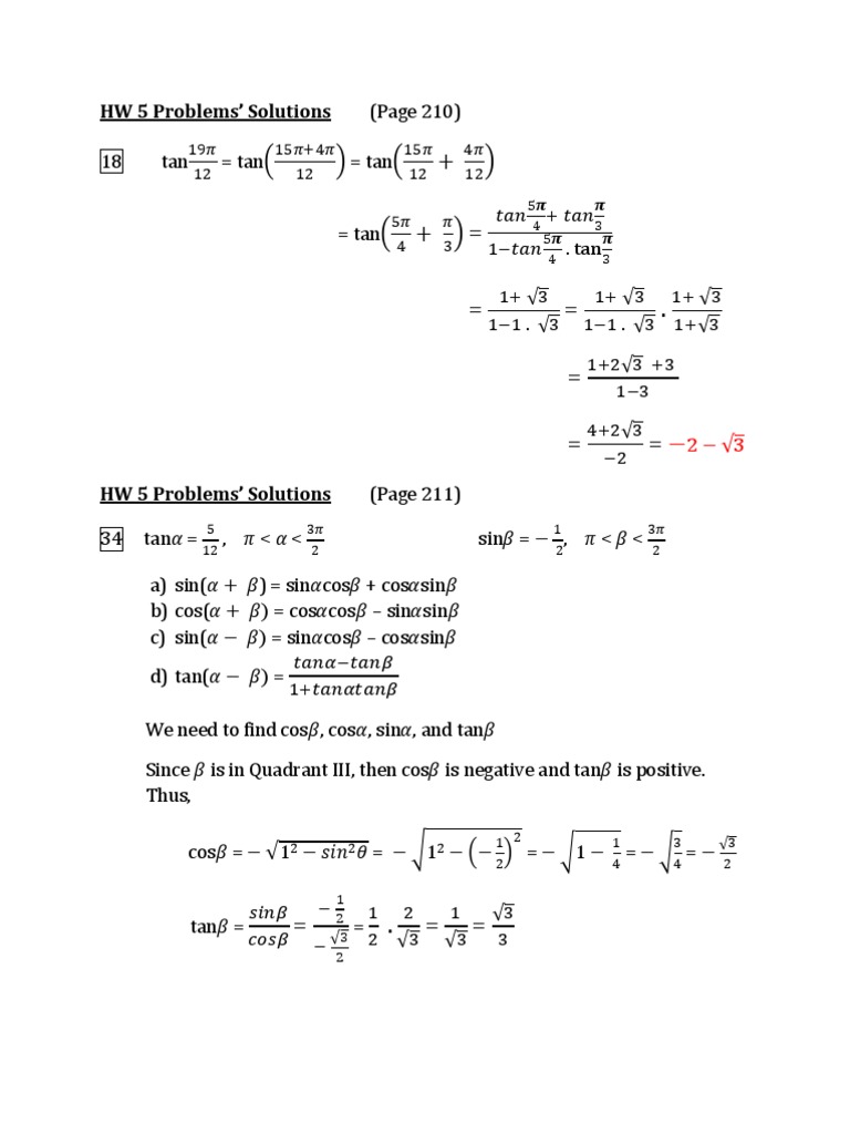 Math 125 - HW 5 Solutions | PDF | Trigonometric Functions | Functions And Mappings