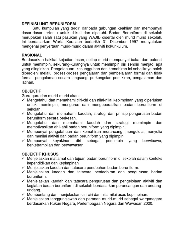 Definisi Unit Beruniform | PDF
