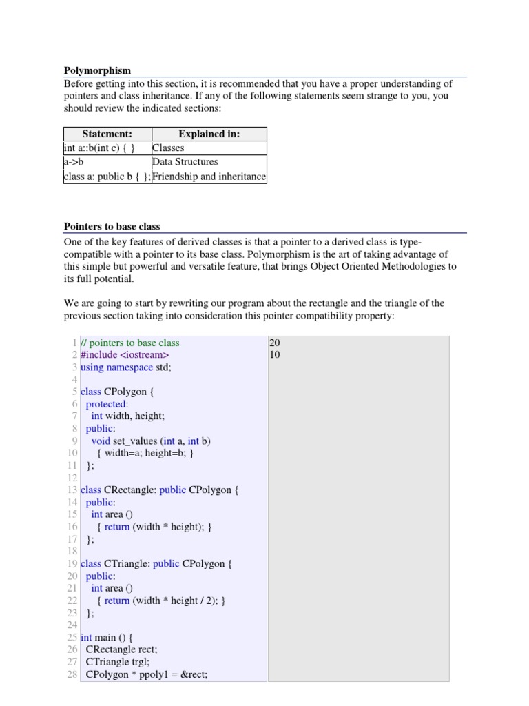 Polymorphism: // Pointers To Base Class | PDF | Inheritance (Object Oriented Programming ...