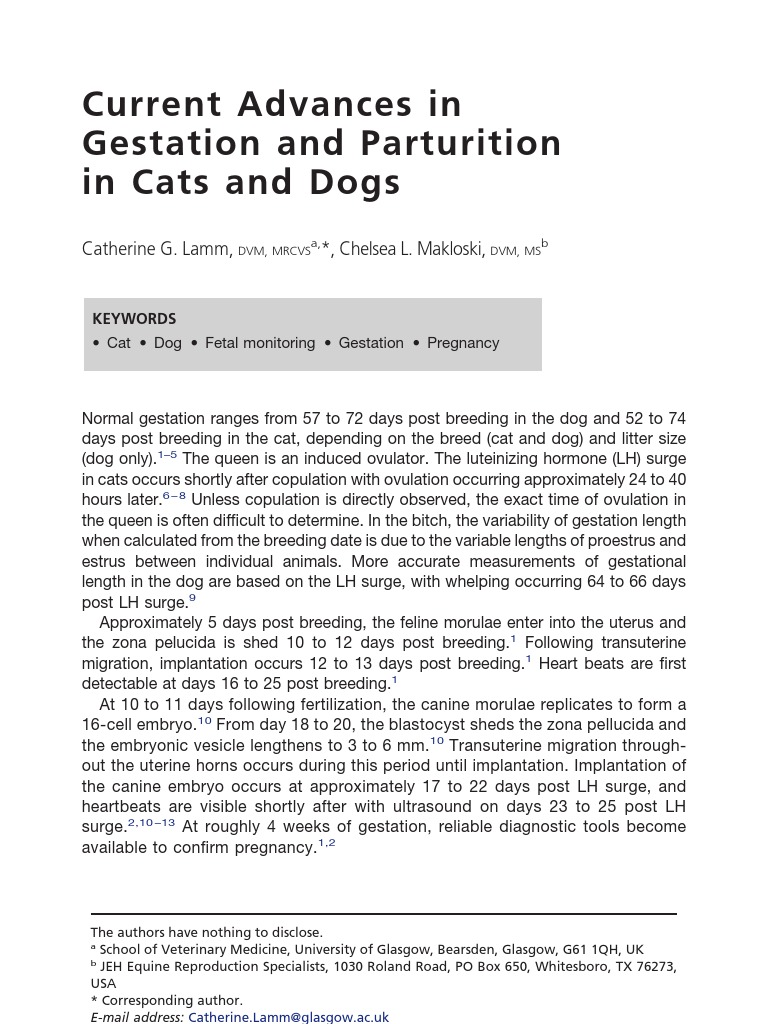 Current Advances in Gestation and Parturition in Cats and Dogs | PDF ...