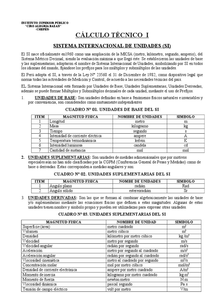 Calculo Tecnico I | PDF | Sistema Internacional de Unidades ...