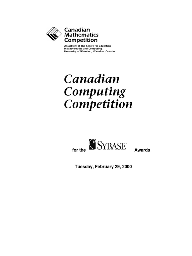 Canadian Mathematics Competition and Canadian Computing Competition ...