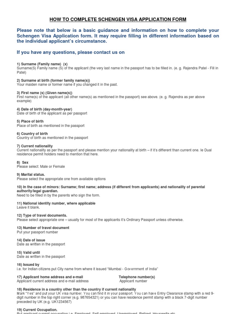 Schengen Visa Form Completion Guide | PDF | Travel Visa | Passport