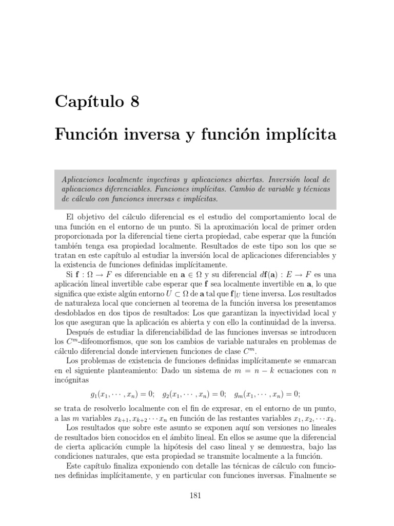 Teorema de La Funcion Inversa | PDF | Derivado | Determinante
