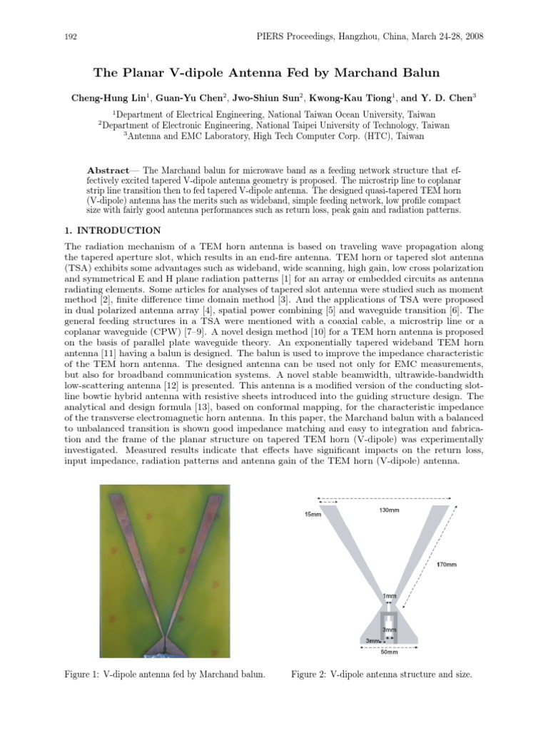 The Planar V-Dipole Antenna Fed by Marchand Balun | PDF | Antenna ...