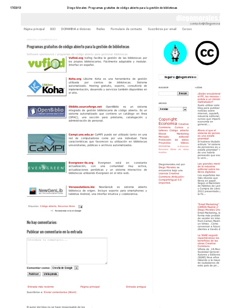 Programas Gratuitos de Código Abierto para La Gestión de Bibliotecas ...