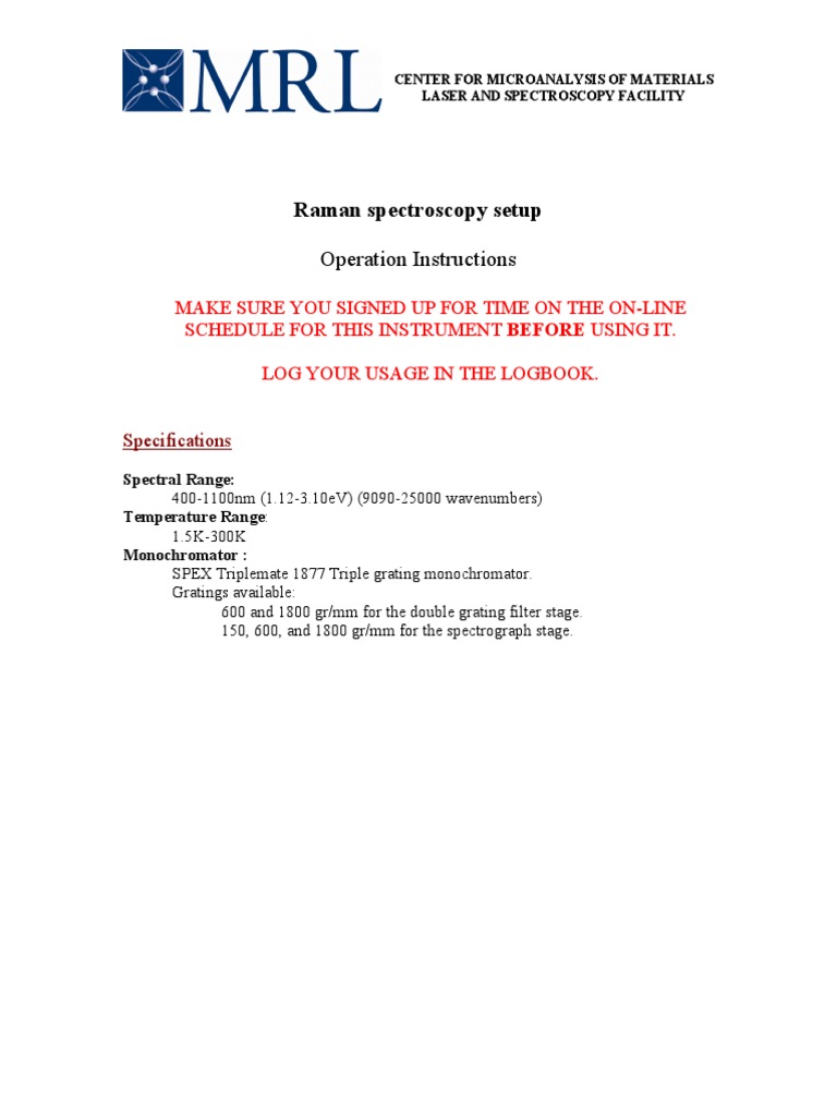 Raman Spectroscopy Setup Pdf Raman Spectroscopy Laser