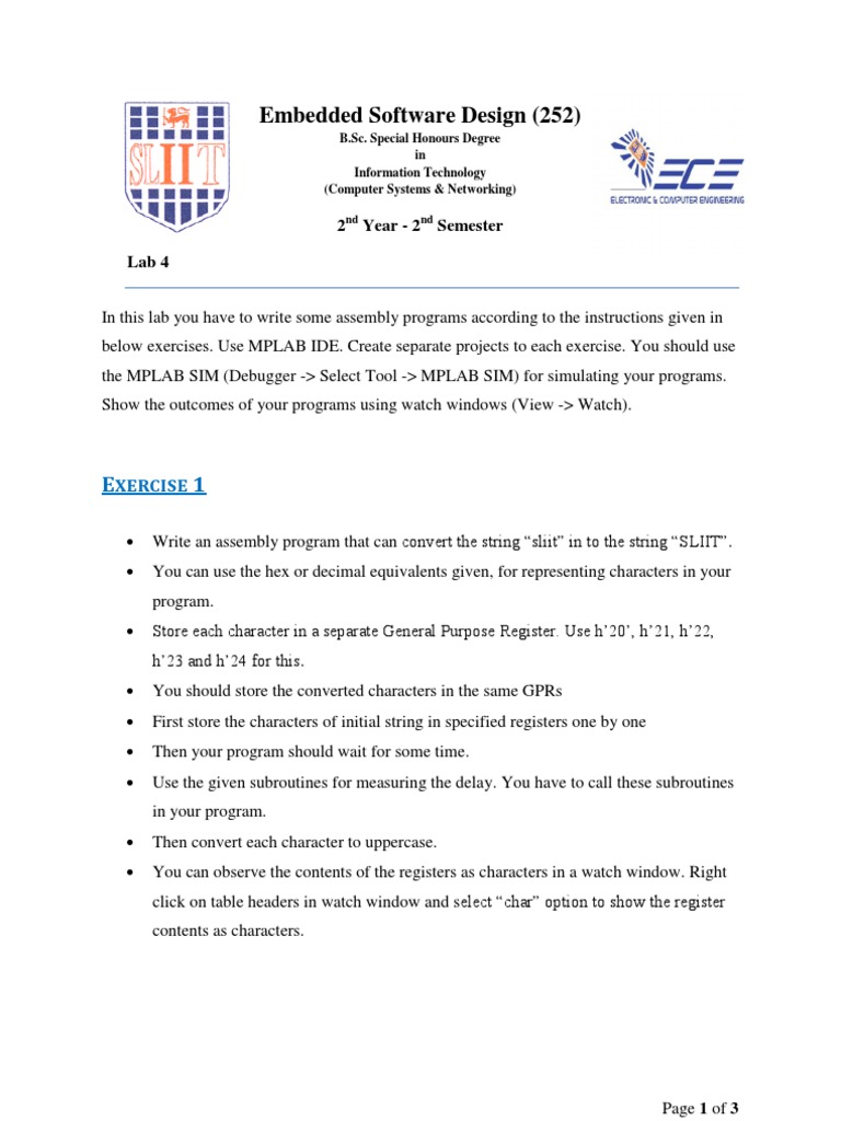 Embedded Software Design (252) : 2 Year - 2 Semester Lab 4 | PDF | Computer Program | Programming
