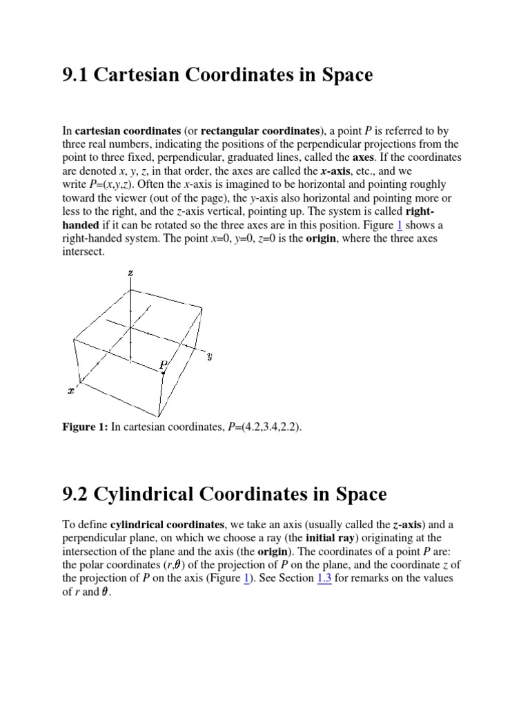 9.1 Cartesian Coordinates in Space: Handed If It Can Be Rotated So The ...