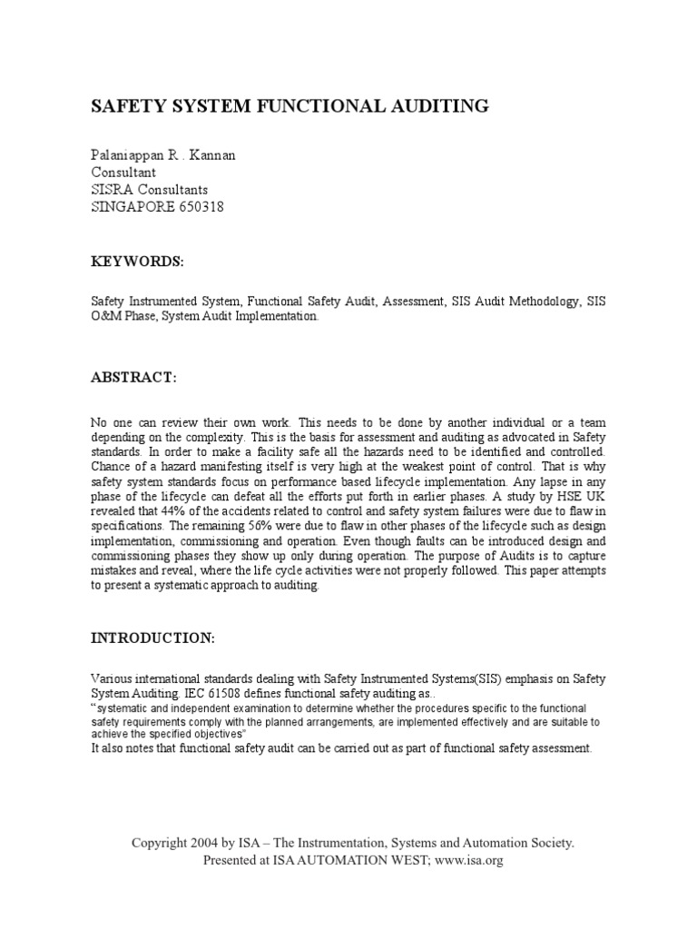 Safety System Functional Auditing | PDF | Audit | Safety
