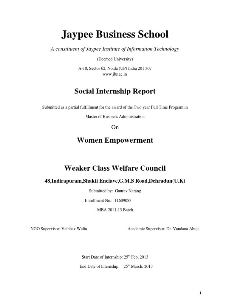 Social Internship Report | PDF | Empowerment | Banks