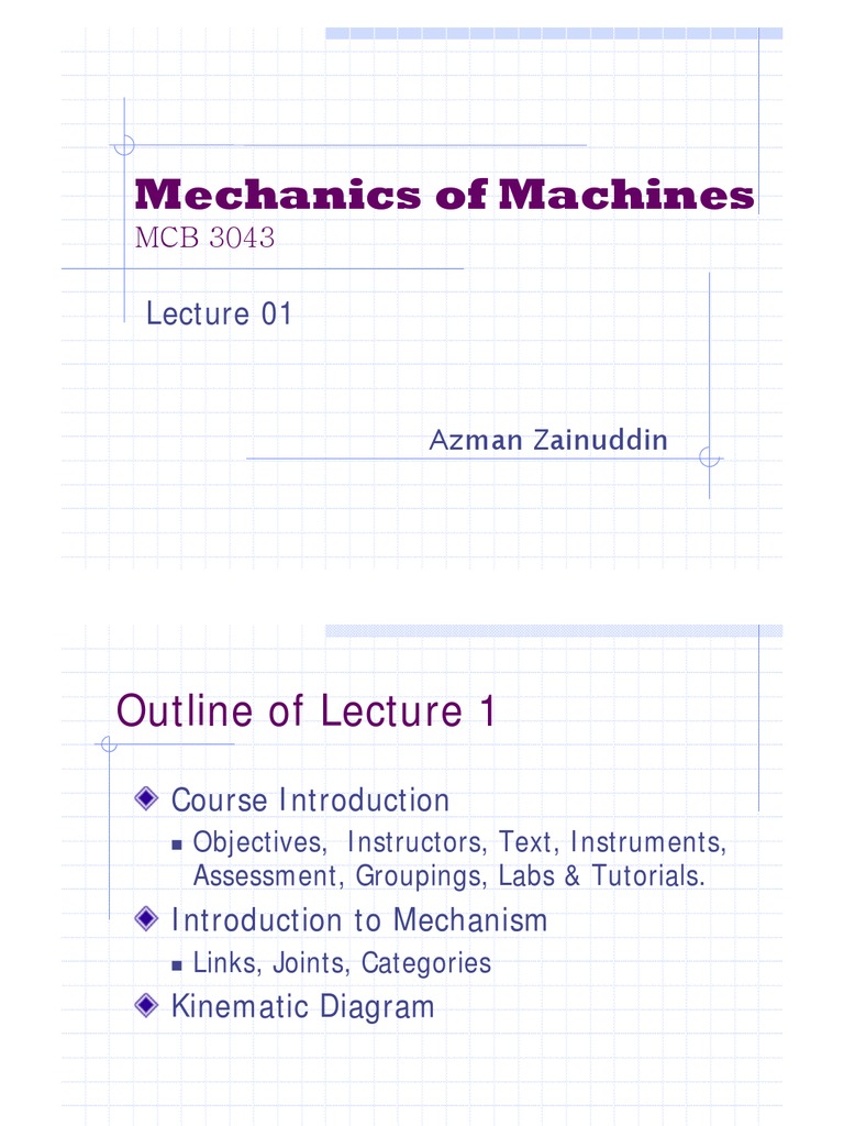 Mechanics of Machines: Azman Zainuddin | PDF | Machine (Mechanical ...