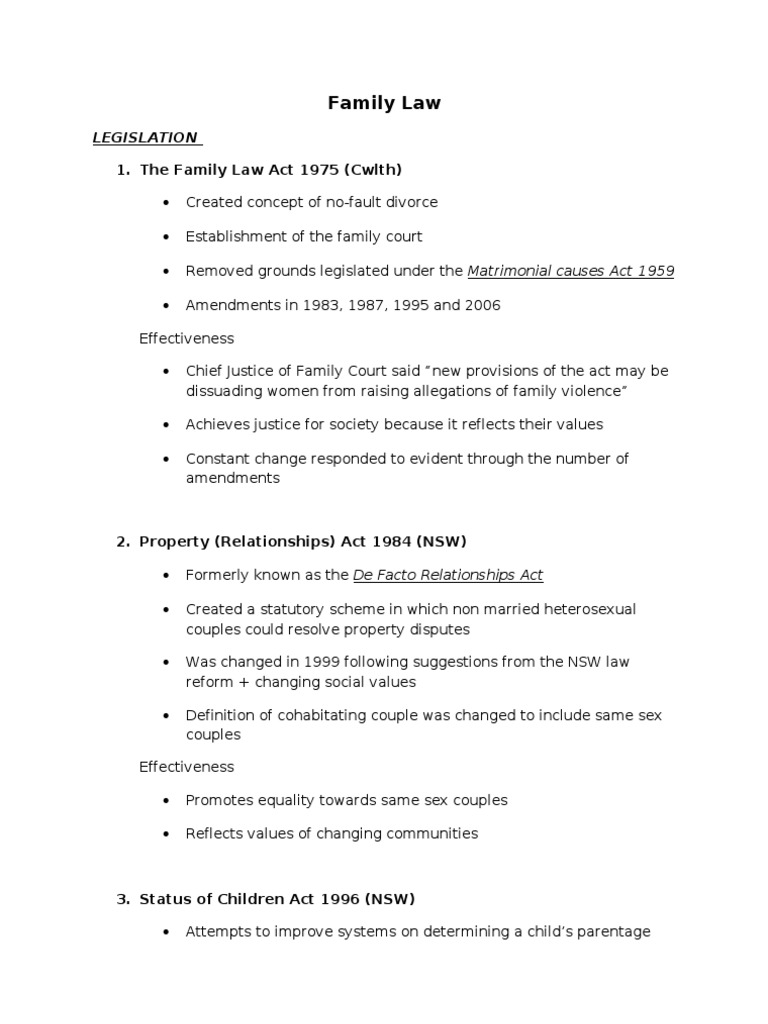 The Family Law Act 1975 (CWLTH) | Download Free PDF | International ...