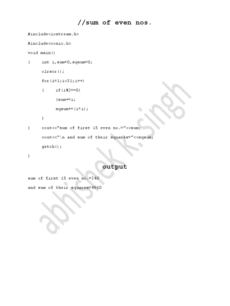 C++ Even Numbers Sum Program | PDF | Teaching Methods & Materials ...