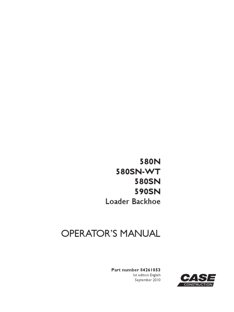 CASE N Series TLB Ops Manual | PDF | Construction Equipment ...