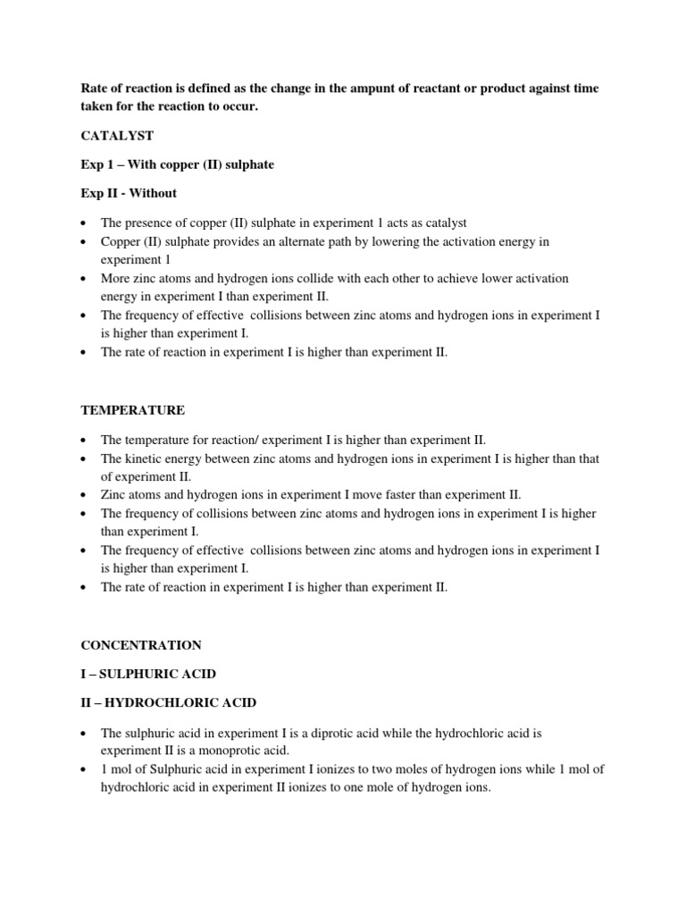 Rate of Reaction fORM 5 CHEMISTRY | PDF