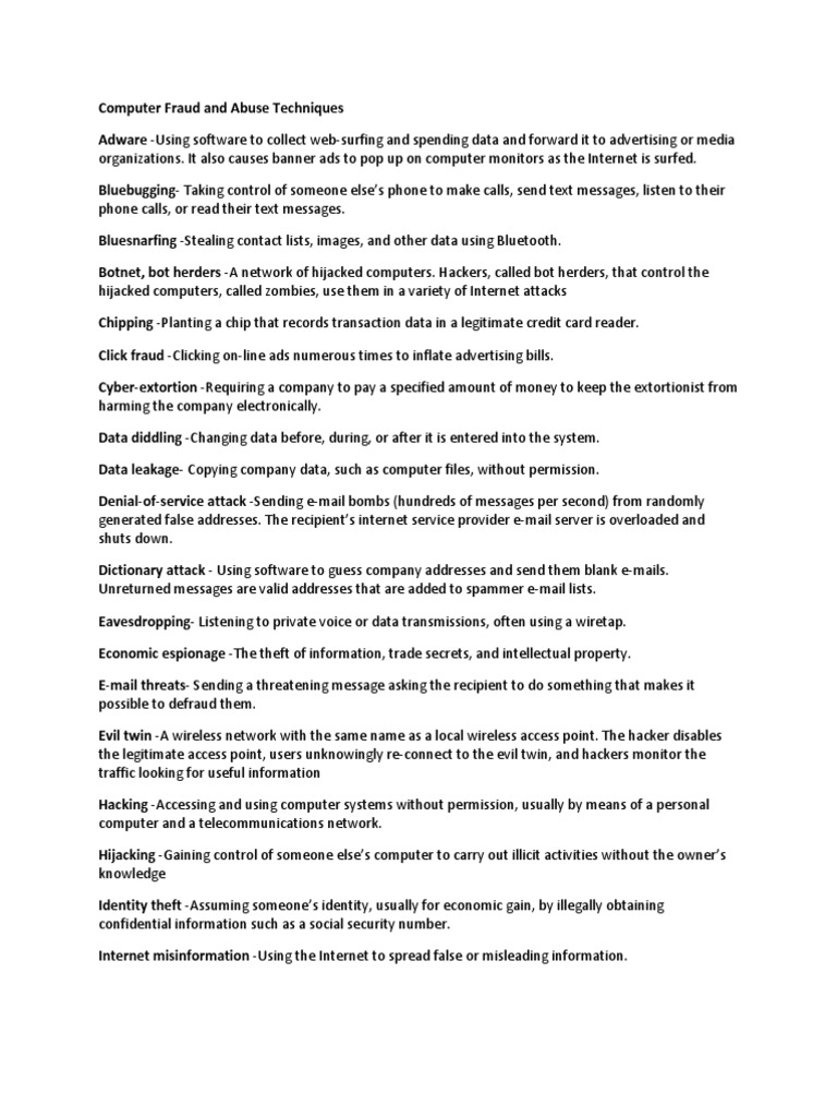 Computer Fraud and Abuse Techniques | PDF | Phishing | Email