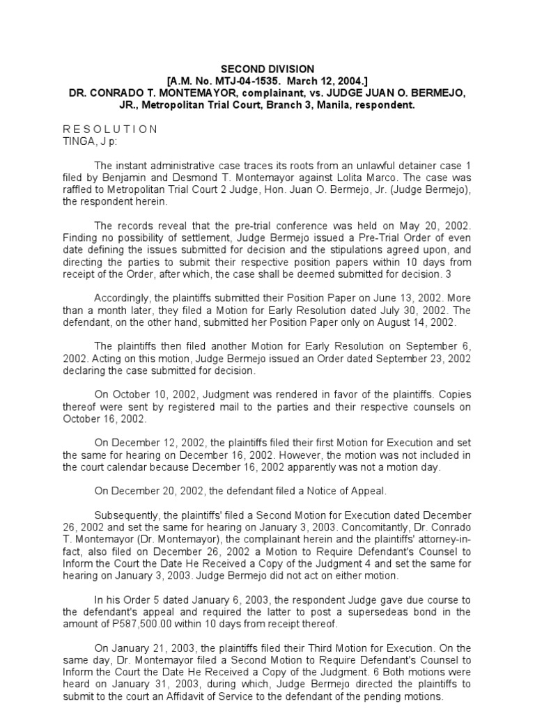 Montemayor vs. Bermejo | Download Free PDF | Supersedeas Bond | Summary ...