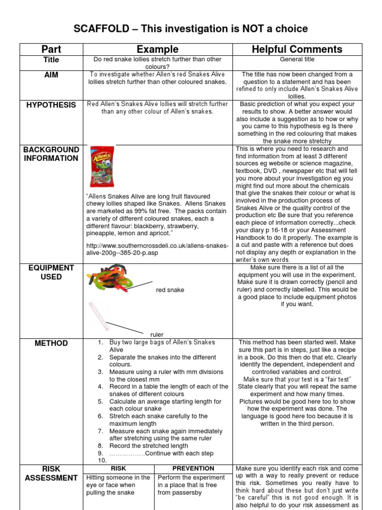 Investigation Scaffold - With Example | PDF | Experiment | Science