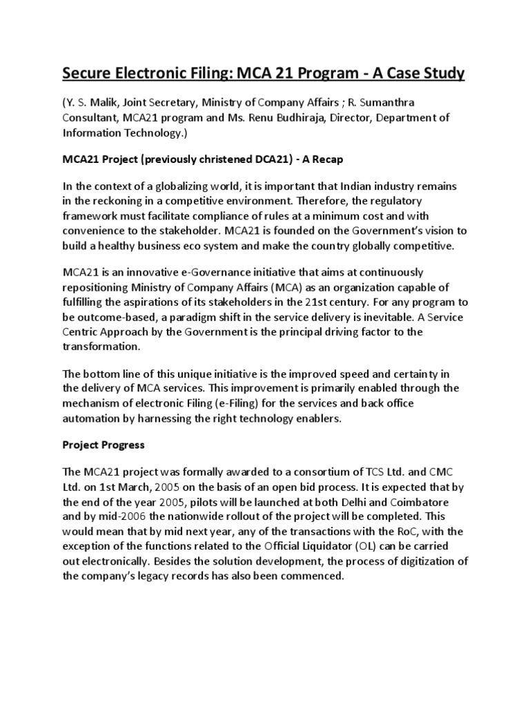 Mca 21 Case Study | PDF | Internet | Credit Card