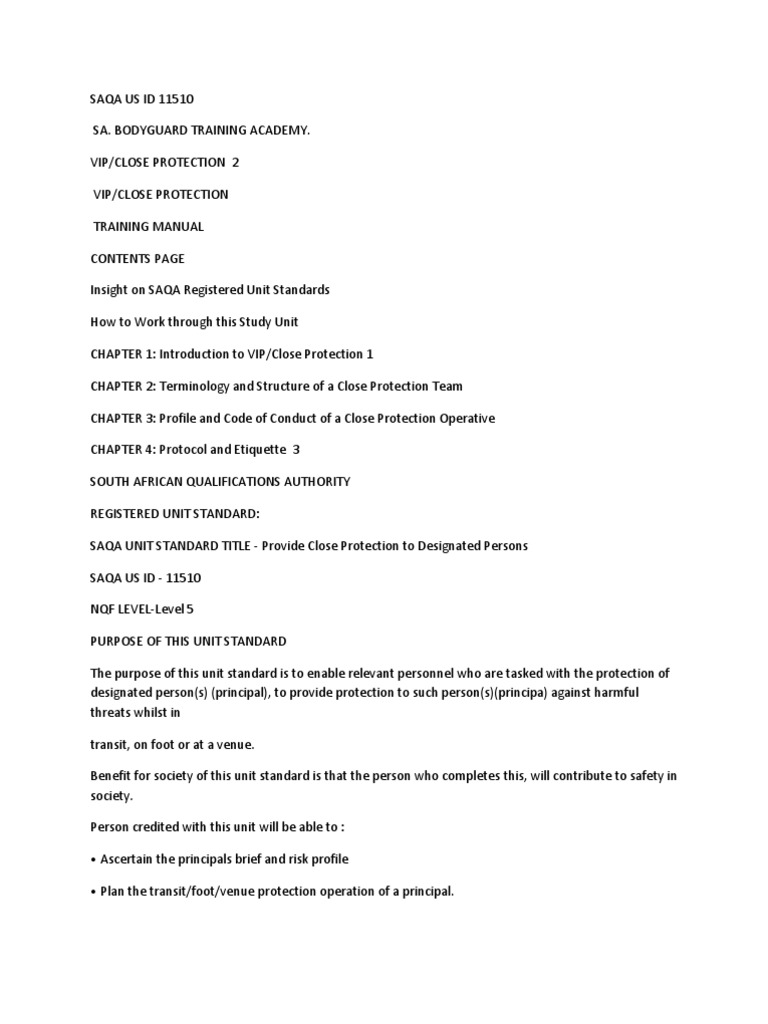 Providing Close Protection: A Training Manual on VIP Protection | PDF ...