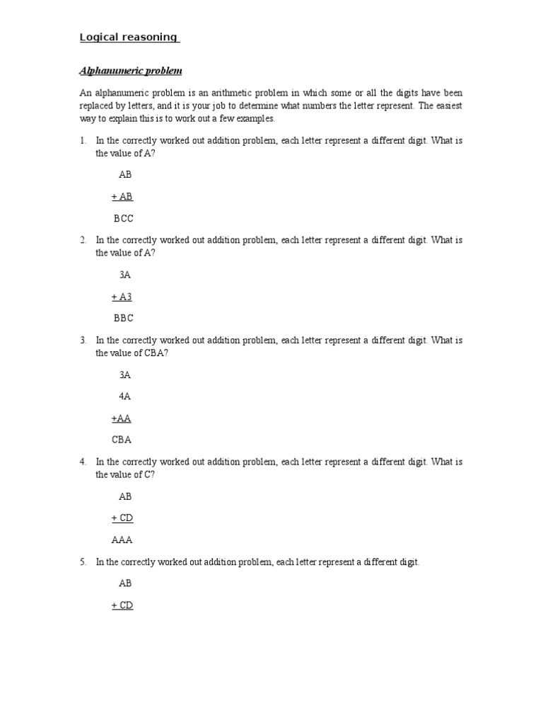 Logical Reasoning | PDF | Summation | Sequence
