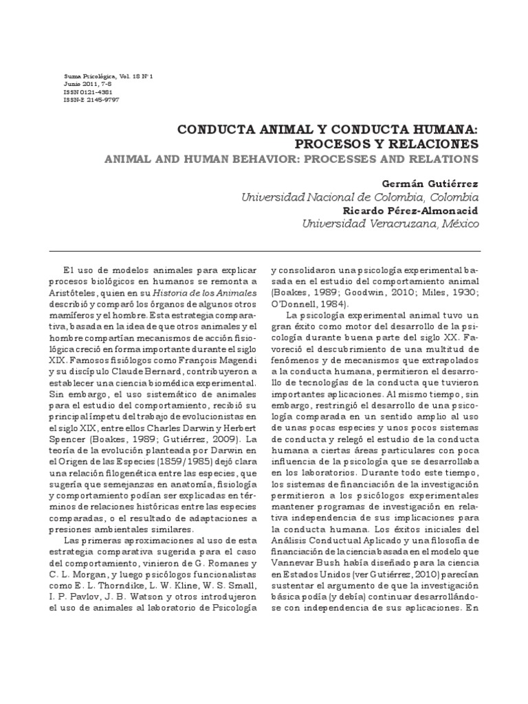 Conducta Animal y Conducta Humana - Procesos y Relaciones | PDF ...