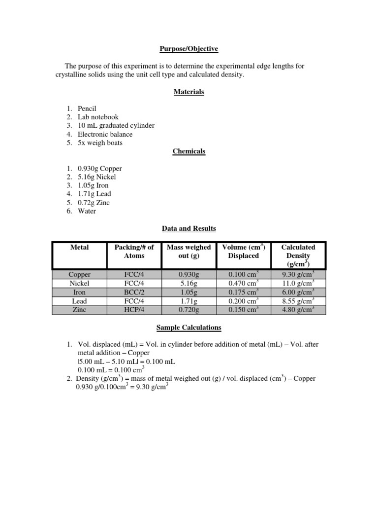 Measuring Density of Crystalline Solids | PDF | Crystal Structure | Density