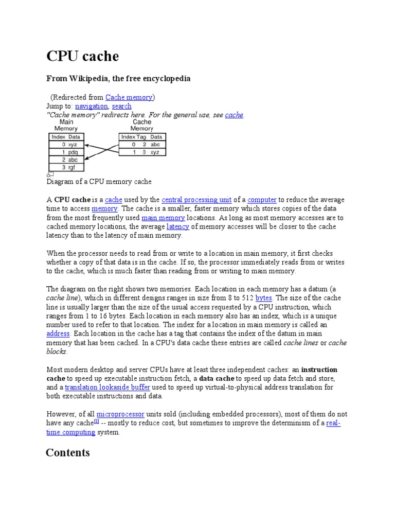 CPU Cache: From Wikipedia, The Free Encyclopedia | Download Free PDF | Cpu Cache | Central ...