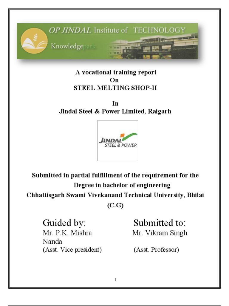 Repot On SMS-2 JSPL, Raigarh Final | PDF | Steelmaking | Industries
