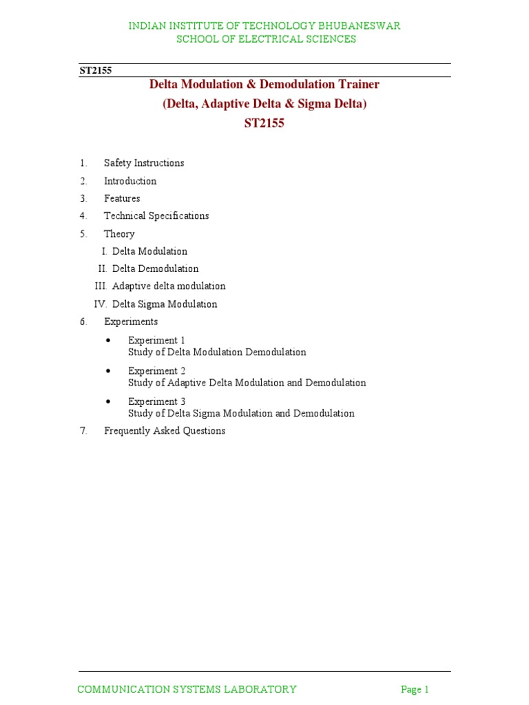 Delta Modulation and Demodulation Trainer | PDF | Modulation | Sampling (Signal Processing)