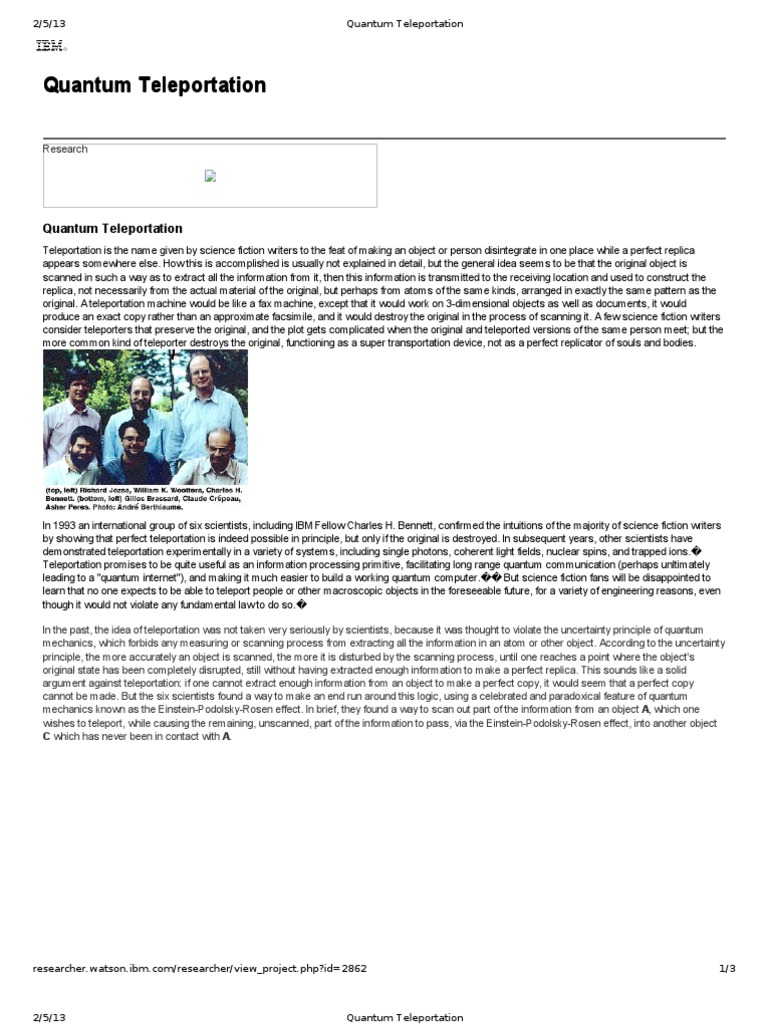 Quantum Teleportation Quantum Teleportation | PDF | Quantum ...