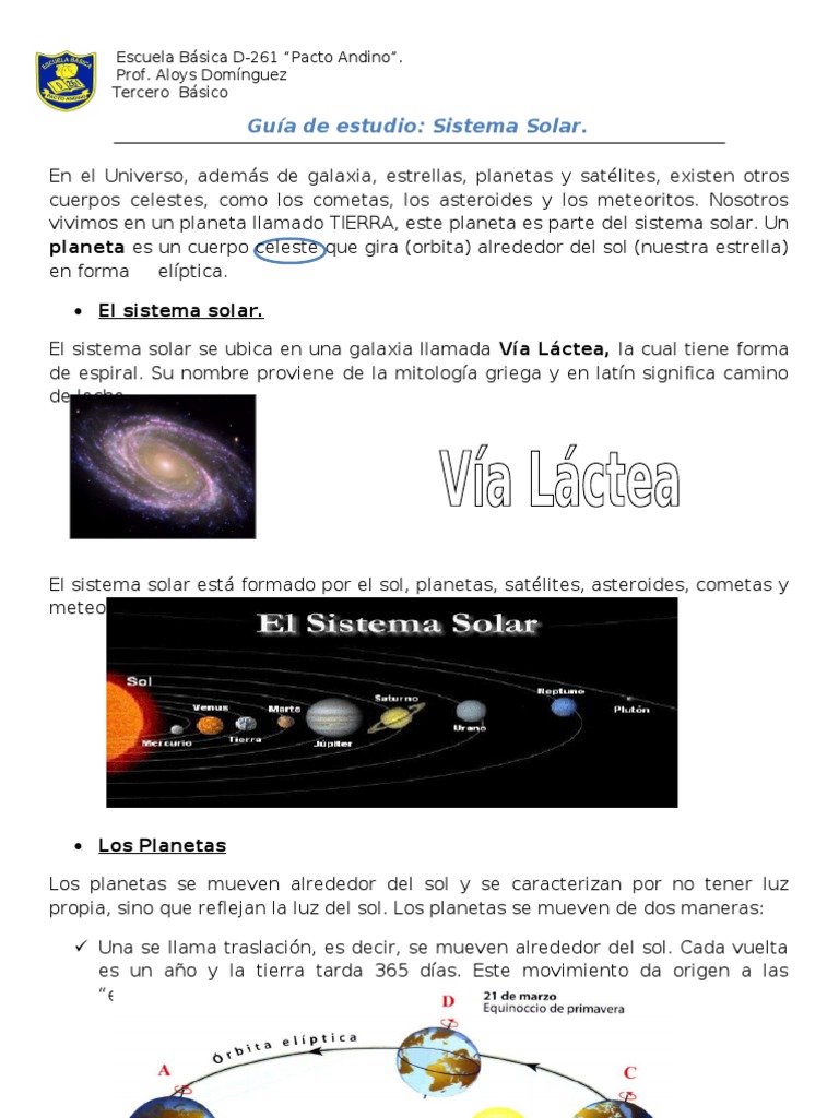 Guía de estudio del Sistema Solar | PDF | Ciencias sociales | Ciencia y ...