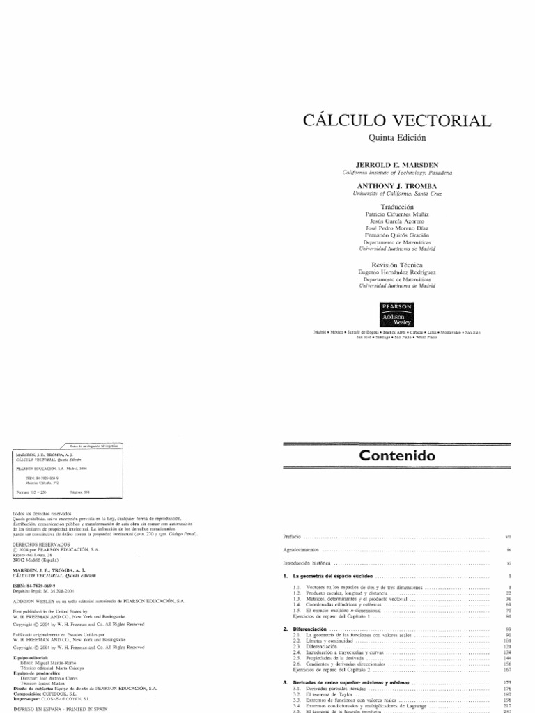 Calculo Vectorial Marsden Tromba Qta Ed | PDF
