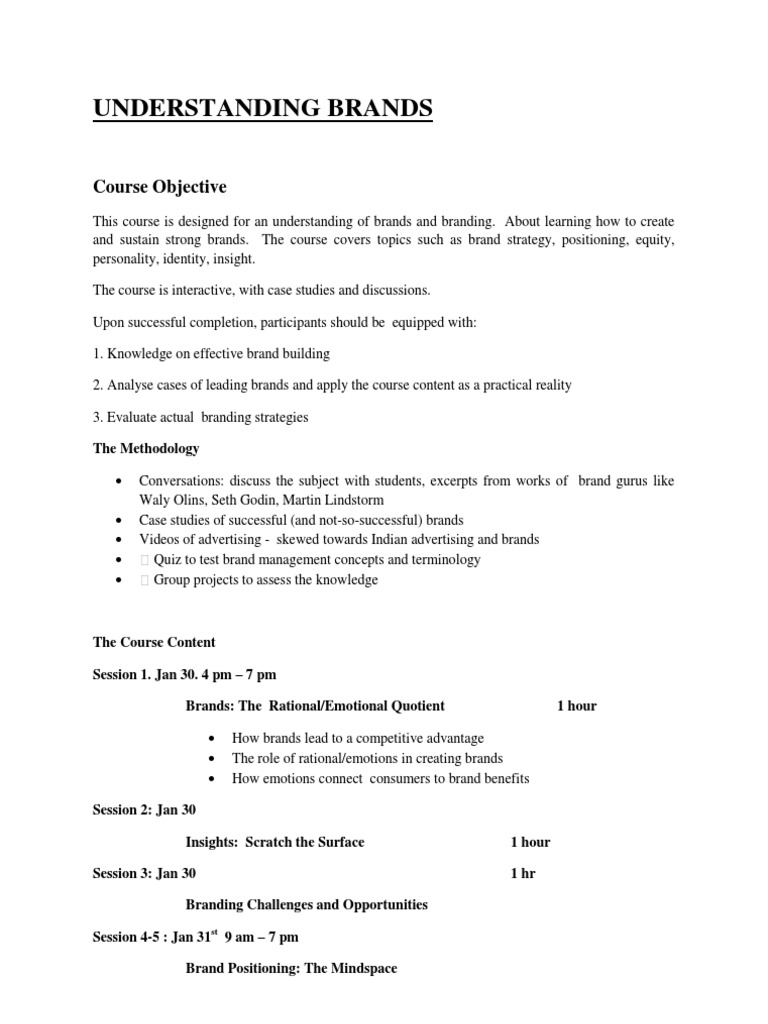 Brand Management Course Overview | PDF | Career & Growth | Art