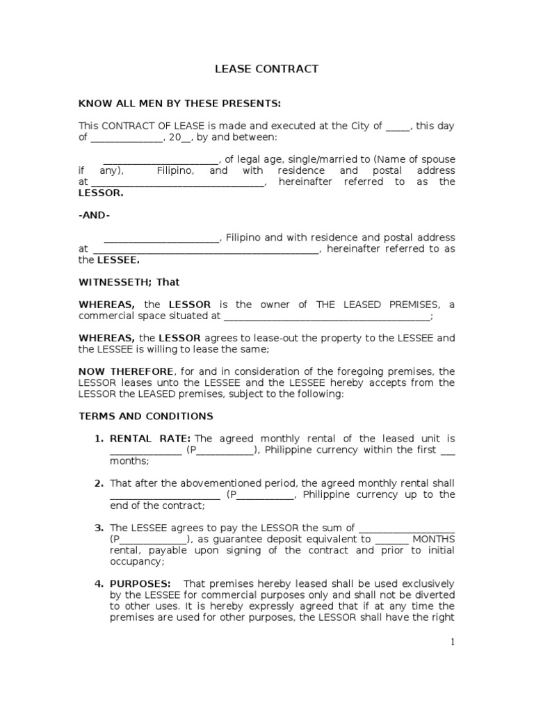 Lease Contract Sample | PDF | Lease | Property Law