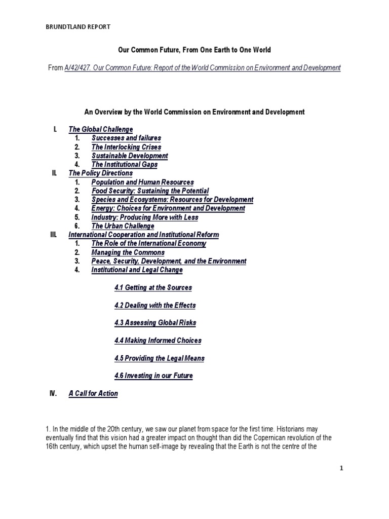 Brundtland Report | Sustainability | Sustainable Development