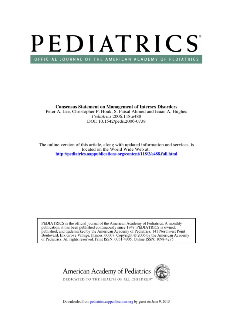 Consensus Statement On Management Of Intersex Disorders Pdf