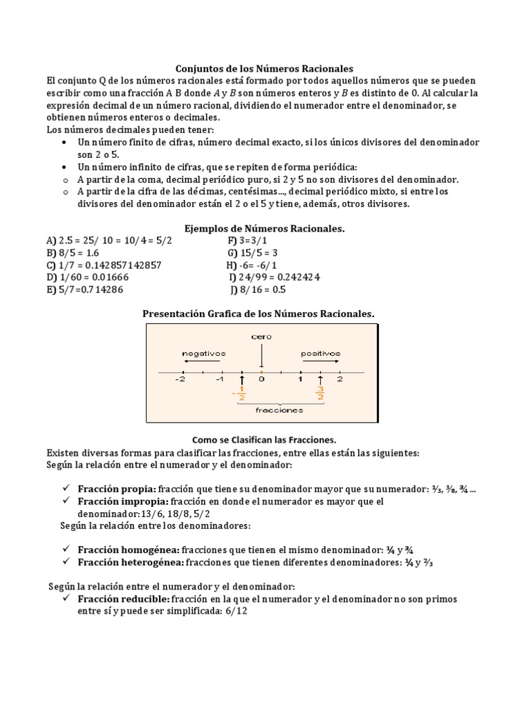 Conjuntos de Los Números Racionales | PDF | Fracción (Matemáticas ...