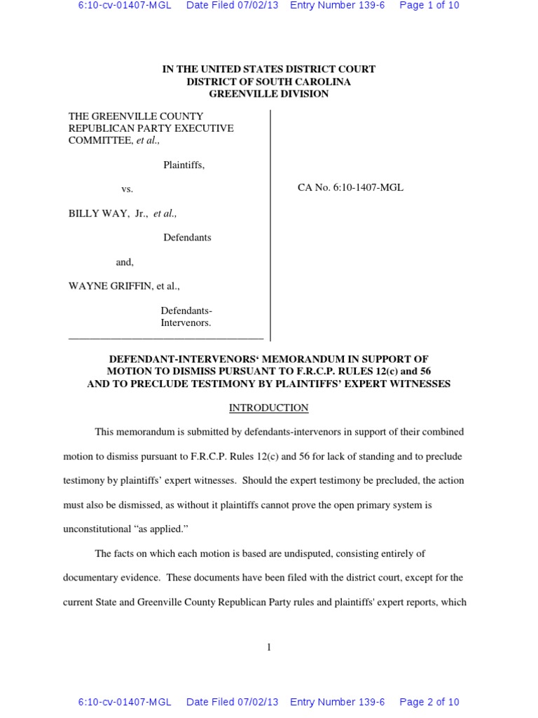 Memo in Support of Motion To Dismiss-1 | PDF | Government Information ...