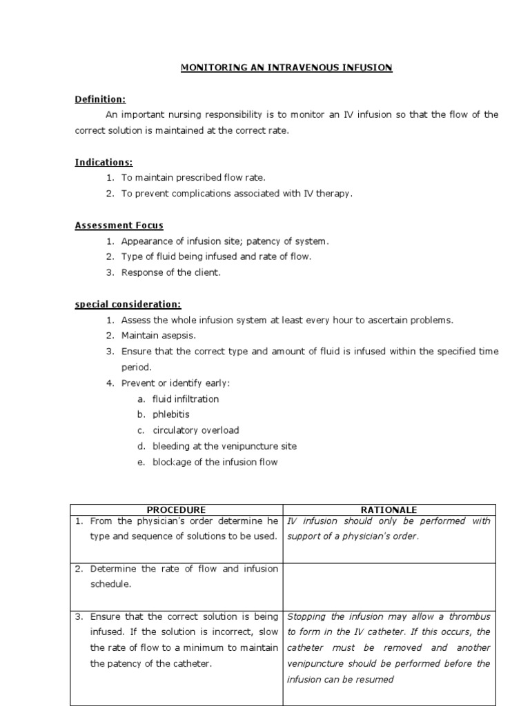 Monitoring IV Infusion Flow Rates | PDF | Intravenous Therapy | Blood ...