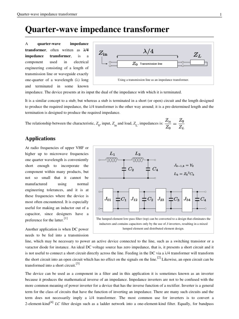 Quarter-Wave Impedance Transformer | Download Free PDF | Electronic Filter | Force
