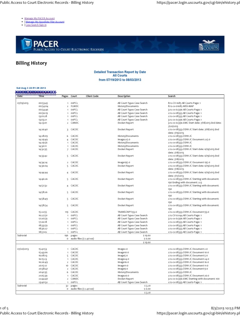 My PACER Bill For The Last Three Weeks | PDF | Constitutional Law ...