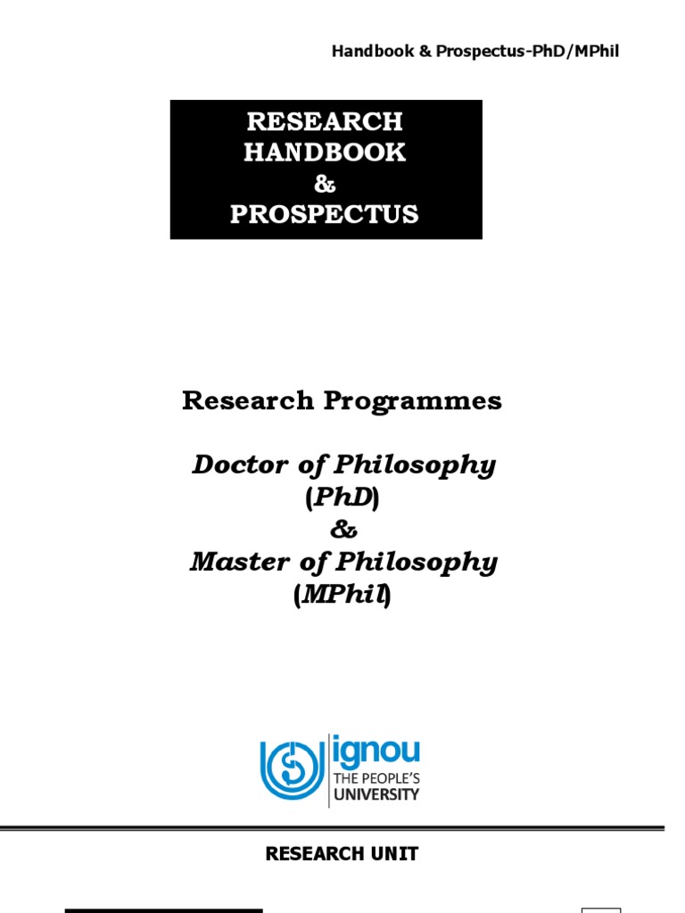 Ignou Hand Book | PDF | Thesis | Doctor Of Philosophy