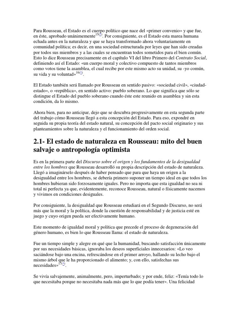 Rousseau+Estado de Naturaleza | PDF | Jean-Jacques Rousseau | Contrato ...
