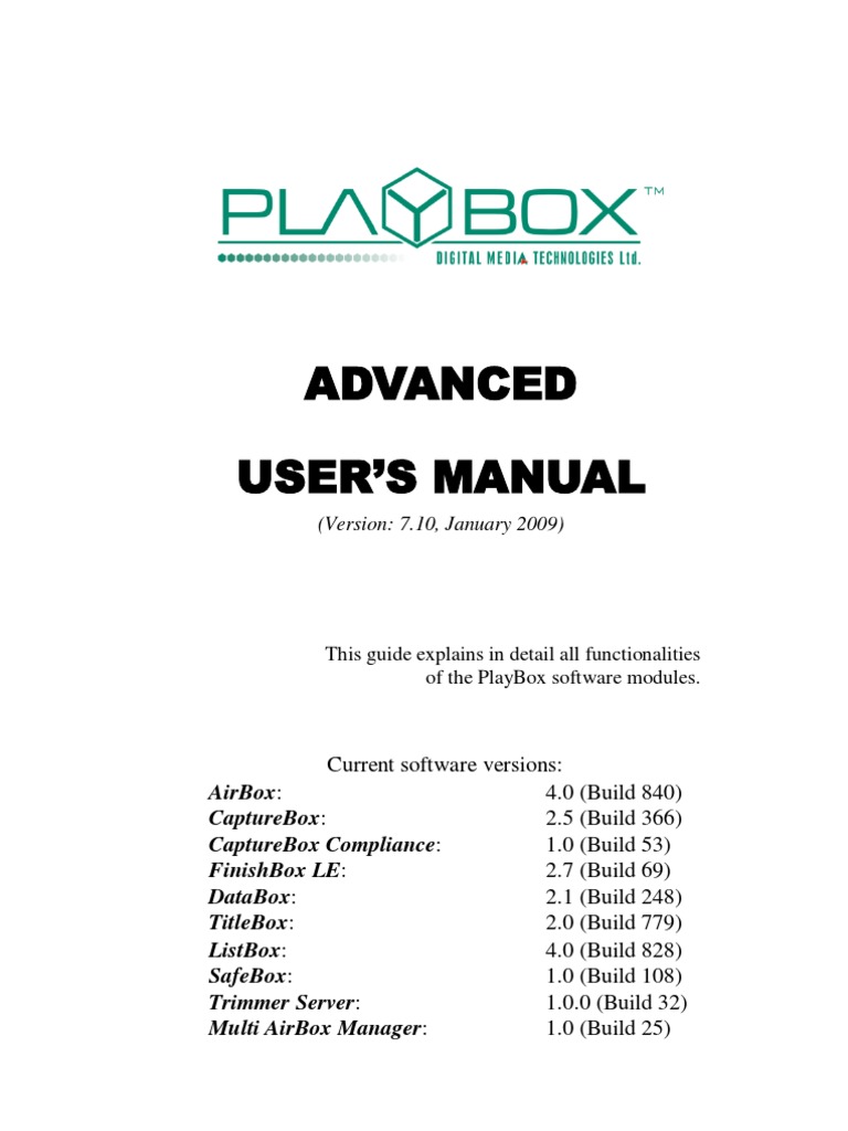 Airbox Manual v7.10 ENG | PDF | Metadata | Automation