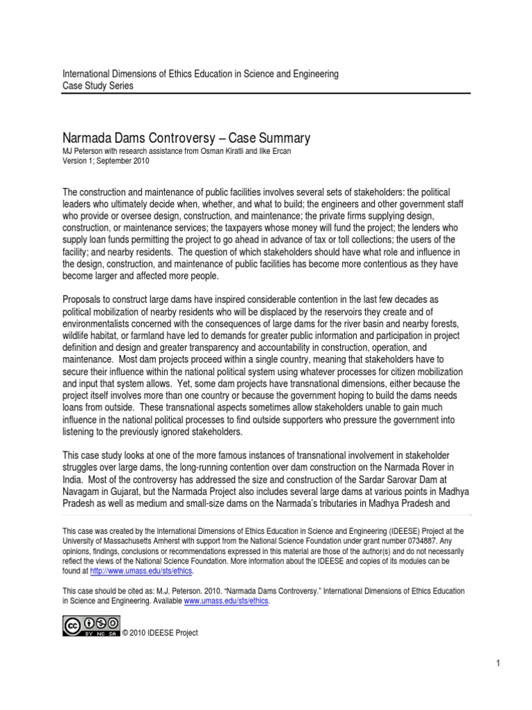 Case Study - Narmada Dams Controversy | PDF | International Development Association | Water ...