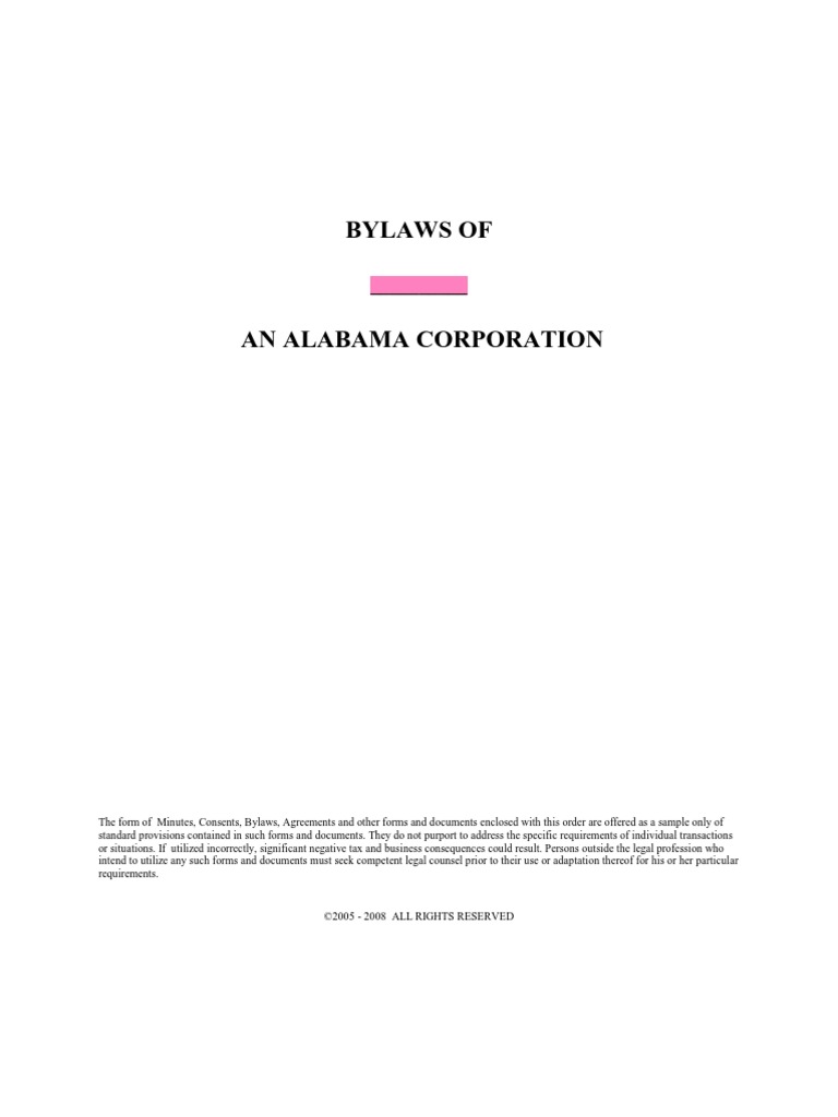 Bylaws of An Alabama Corporation | PDF | Board Of Directors | Corporate Law