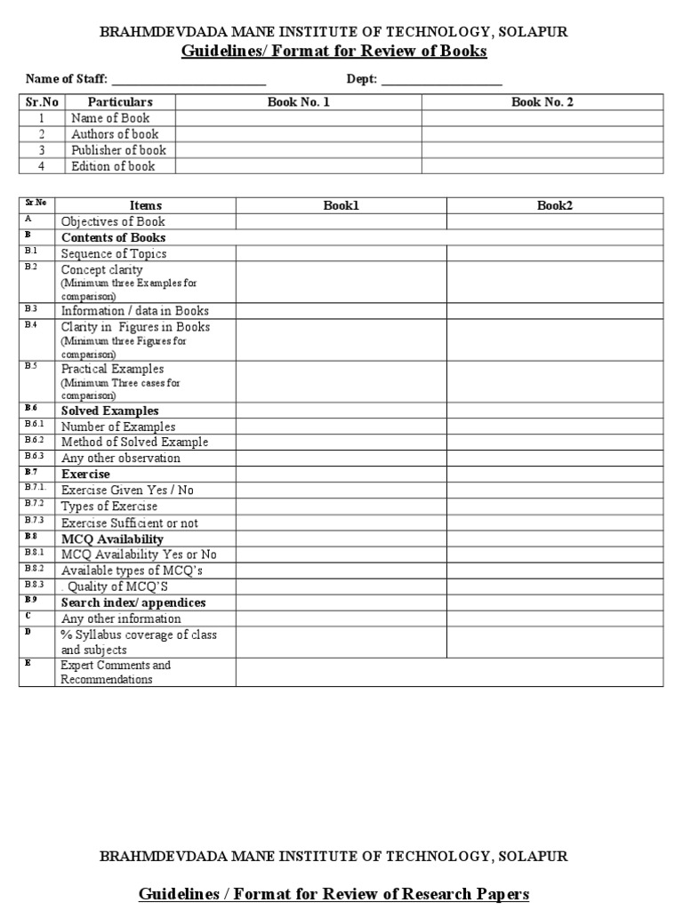 Revised Guidelines Format For Book or Paper Review | PDF | Teaching ...